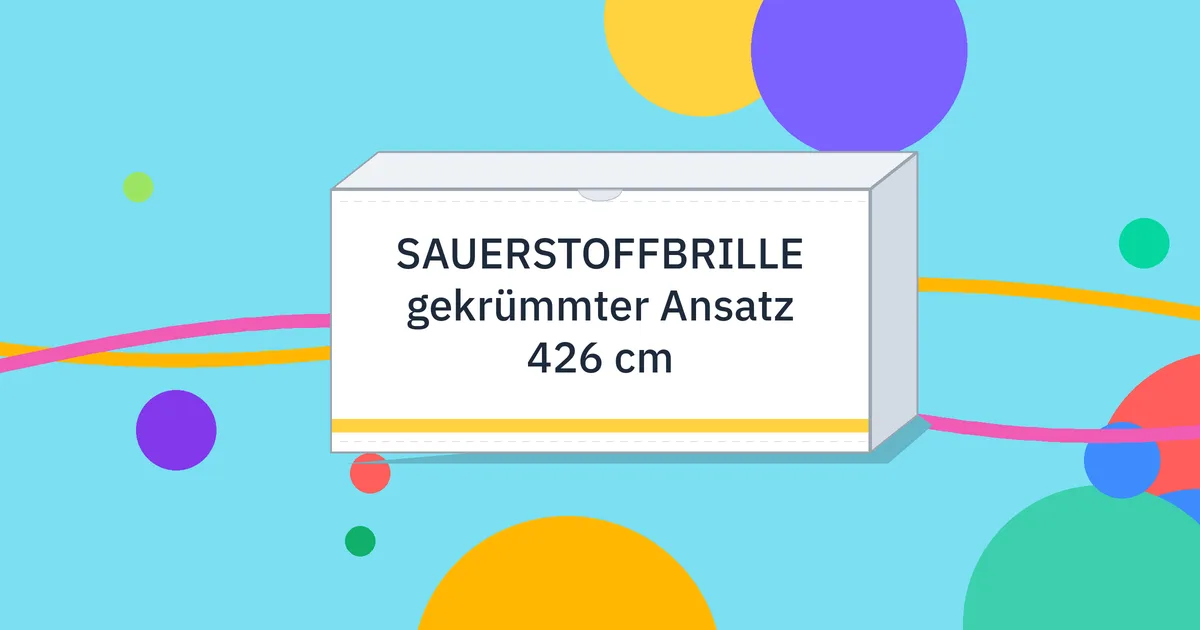 Symbolbild: Packung mit der Aufschrift SAUERSTOFFBRILLE gekrümmter Ansatz 426 cm (PZN 04306434) – Verfügbarkeit und Bezug in Apotheken in Frankfurt am Main