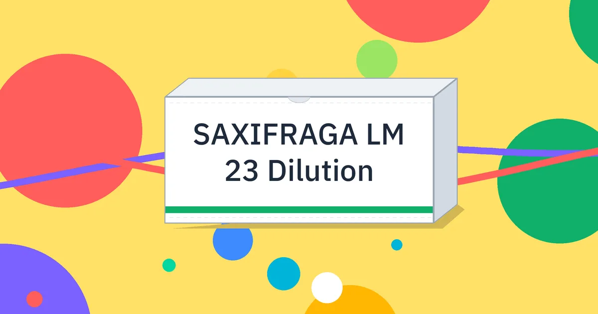Symbolbild: Packung mit der Aufschrift SAXIFRAGA LM 23 Dilution (PZN 13688558) – Verfügbarkeit und Bezug in Apotheken in Frankfurt am Main