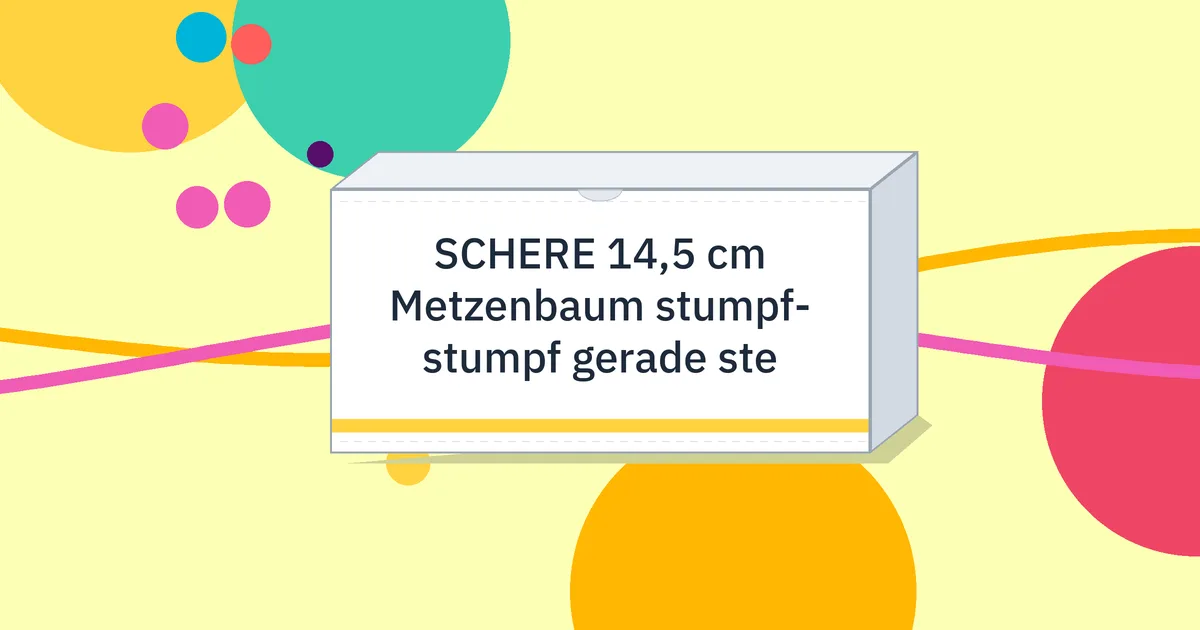 Symbolbild: Packung mit der Aufschrift SCHERE 14,5 cm Metzenbaum stumpf-stumpf gerade ste (PZN 17248388) – Verfügbarkeit und Bezug in Apotheken in Frankfurt am Main