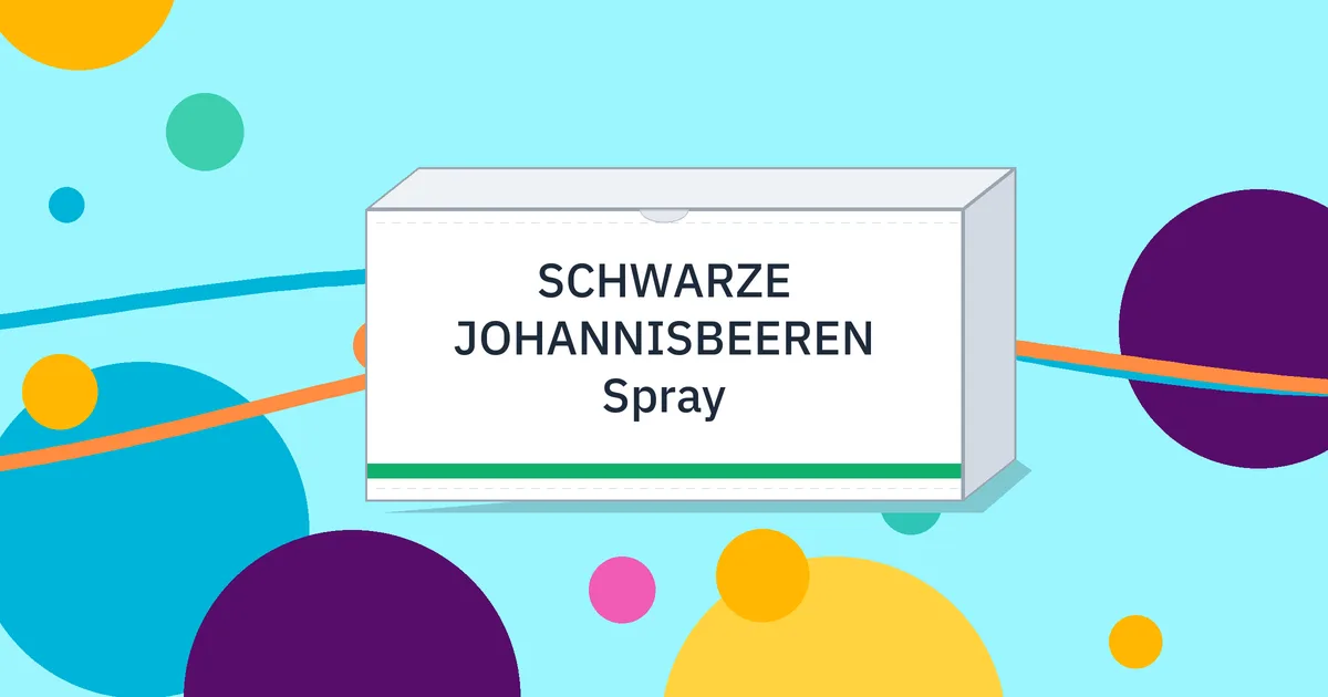 Symbolbild: Packung mit der Aufschrift SCHWARZE JOHANNISBEEREN Spray (PZN 11713619) – Verfügbarkeit und Bezug in Apotheken in Frankfurt am Main