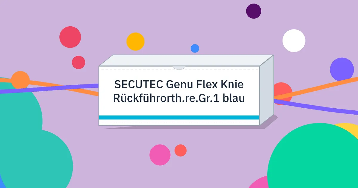 Symbolbild: Packung mit der Aufschrift SECUTEC Genu Flex Knie Rückführorth.re.Gr.1 blau (PZN 18911127) – Verfügbarkeit und Bezug in Apotheken in Frankfurt am Main