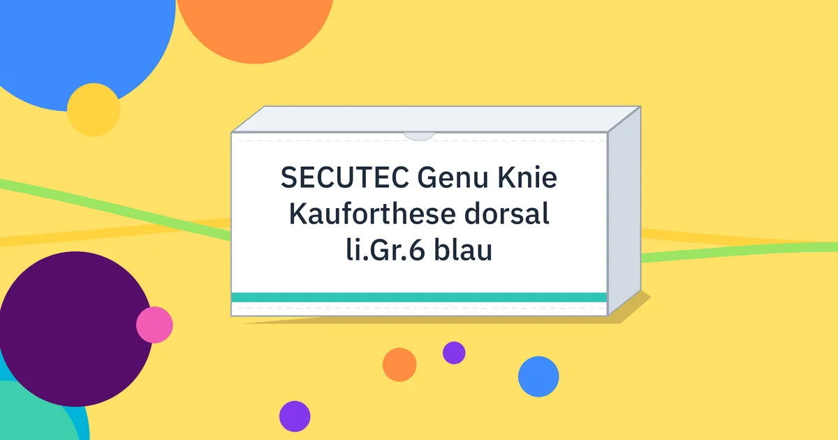 Symbolbild: Packung mit der Aufschrift SECUTEC Genu Knie Kauforthese dorsal li.Gr.6 blau (PZN 17411167) – Verfügbarkeit und Bezug in Apotheken in Frankfurt am Main