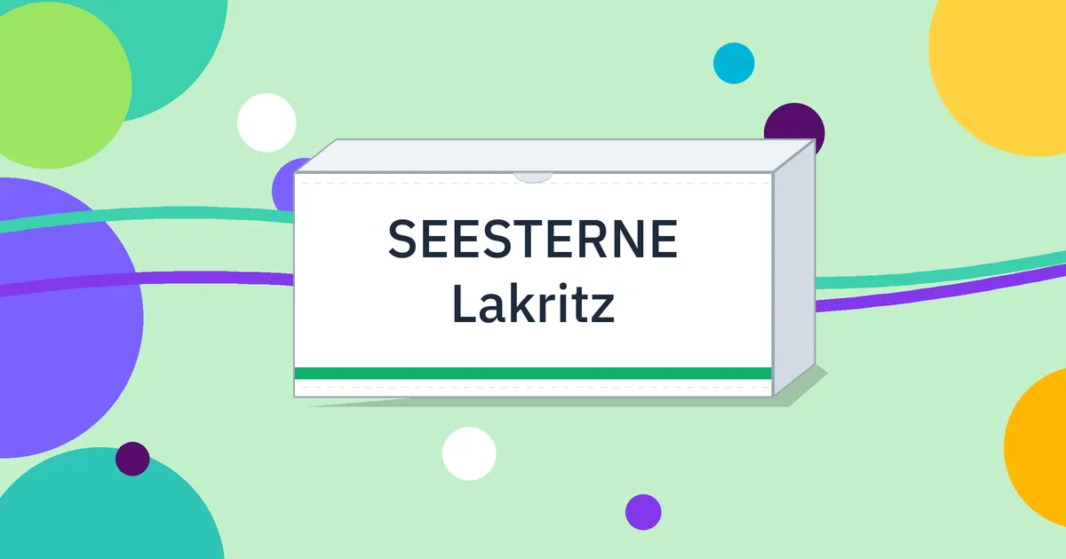 Symbolbild: Packung mit der Aufschrift SEESTERNE Lakritz (PZN 20029201) – Verfügbarkeit und Bezug in Apotheken in Frankfurt am Main