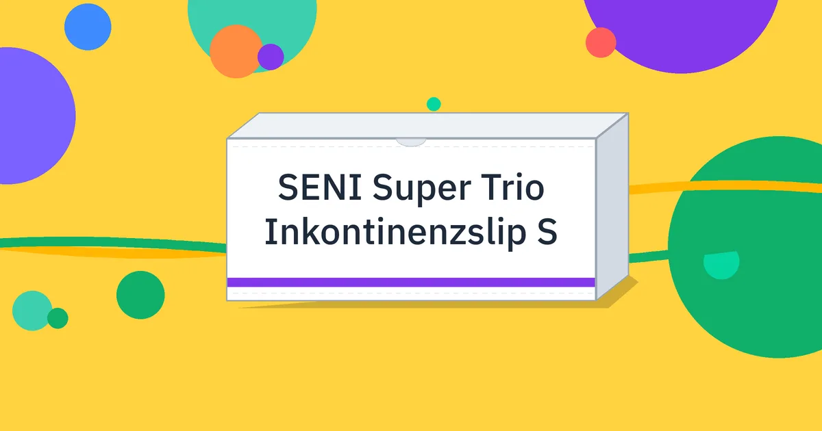 Symbolbild: Packung mit der Aufschrift SENI Super Trio Inkontinenzslip S (PZN 17268511) – Verfügbarkeit und Bezug in Apotheken in Frankfurt am Main