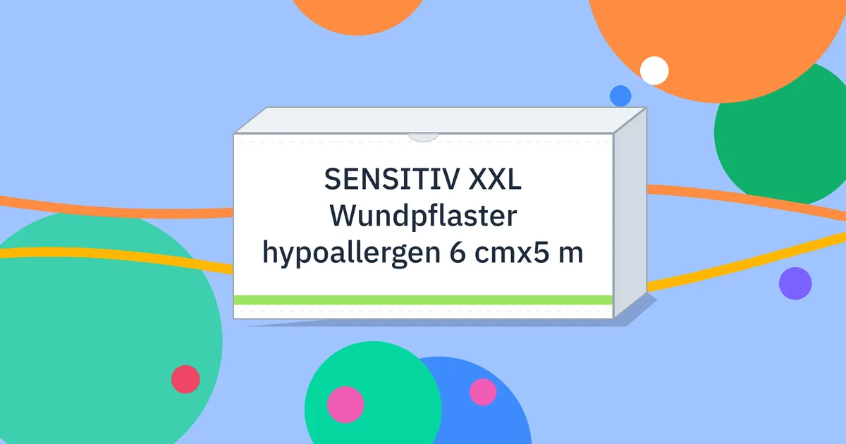 Symbolbild: Packung mit der Aufschrift SENSITIV XXL Wundpflaster hypoallergen 6 cmx5 m (PZN 16903394) – Verfügbarkeit und Bezug in Apotheken in Frankfurt am Main