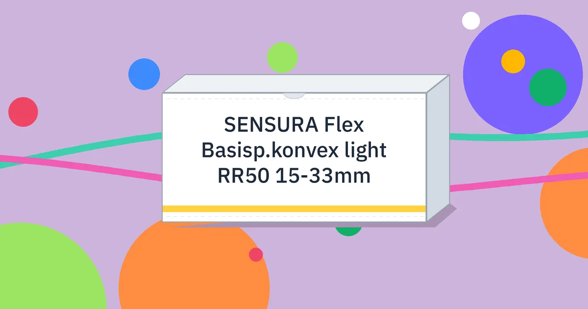 Symbolbild: Packung mit der Aufschrift SENSURA Flex Basisp.konvex light RR50 15-33mm (PZN 00697107) – Verfügbarkeit und Bezug in Apotheken in Frankfurt am Main