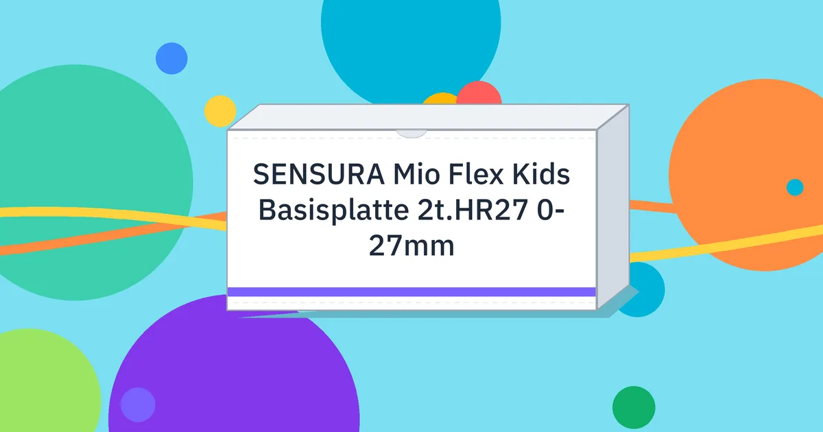 Symbolbild: Packung mit der Aufschrift SENSURA Mio Flex Kids Basisplatte 2t.HR27 0-27mm (PZN 15410809) – Verfügbarkeit und Bezug in Apotheken in Frankfurt am Main