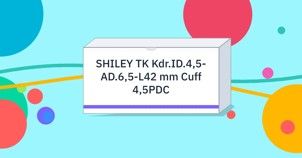 Symbolbild: Packung mit der Aufschrift SHILEY TK Kdr.ID.4,5-AD.6,5-L42 mm Cuff 4,5PDC (PZN 04110139) – Verfügbarkeit und Bezug in Apotheken in Frankfurt am Main