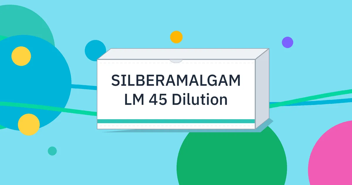 Symbolbild: Packung mit der Aufschrift SILBERAMALGAM LM 45 Dilution (PZN 13189507) – Verfügbarkeit und Bezug in Apotheken in Frankfurt am Main
