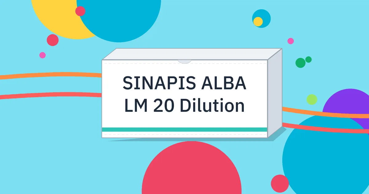 Symbolbild: Packung mit der Aufschrift SINAPIS ALBA LM 20 Dilution (PZN 13190700) – Verfügbarkeit und Bezug in Apotheken in Frankfurt am Main