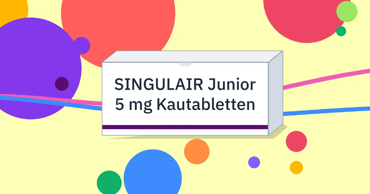 Symbolbild: Packung mit der Aufschrift SINGULAIR Junior 5 mg Kautabletten (PZN 04073906) – Verfügbarkeit und Bezug in Apotheken in Frankfurt am Main