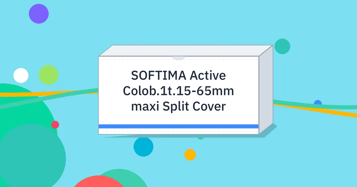 Symbolbild: Packung mit der Aufschrift SOFTIMA Active Colob.1t.15-65mm maxi Split Cover (PZN 12499134) – Verfügbarkeit und Bezug in Apotheken in Frankfurt am Main