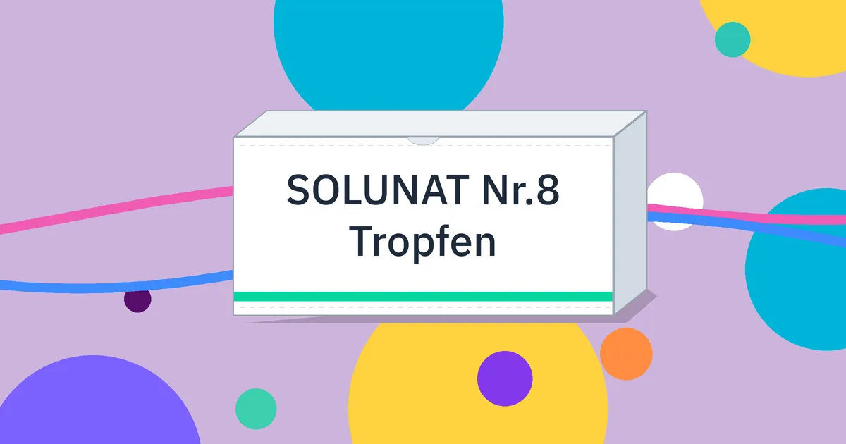 Symbolbild: Packung mit der Aufschrift SOLUNAT Nr.8 Tropfen (PZN 02939431) – Verfügbarkeit und Bezug in Apotheken in Frankfurt am Main