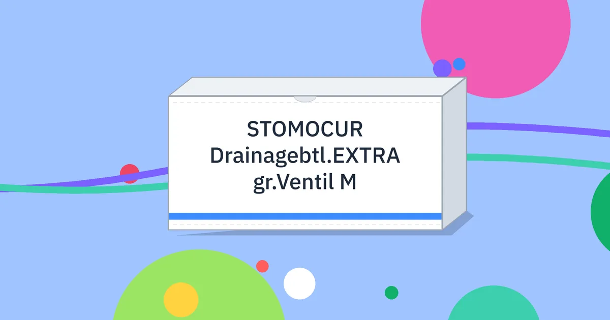 Symbolbild: Packung mit der Aufschrift STOMOCUR Drainagebtl.EXTRA gr.Ventil M (PZN 11549137) – Verfügbarkeit und Bezug in Apotheken in Frankfurt am Main