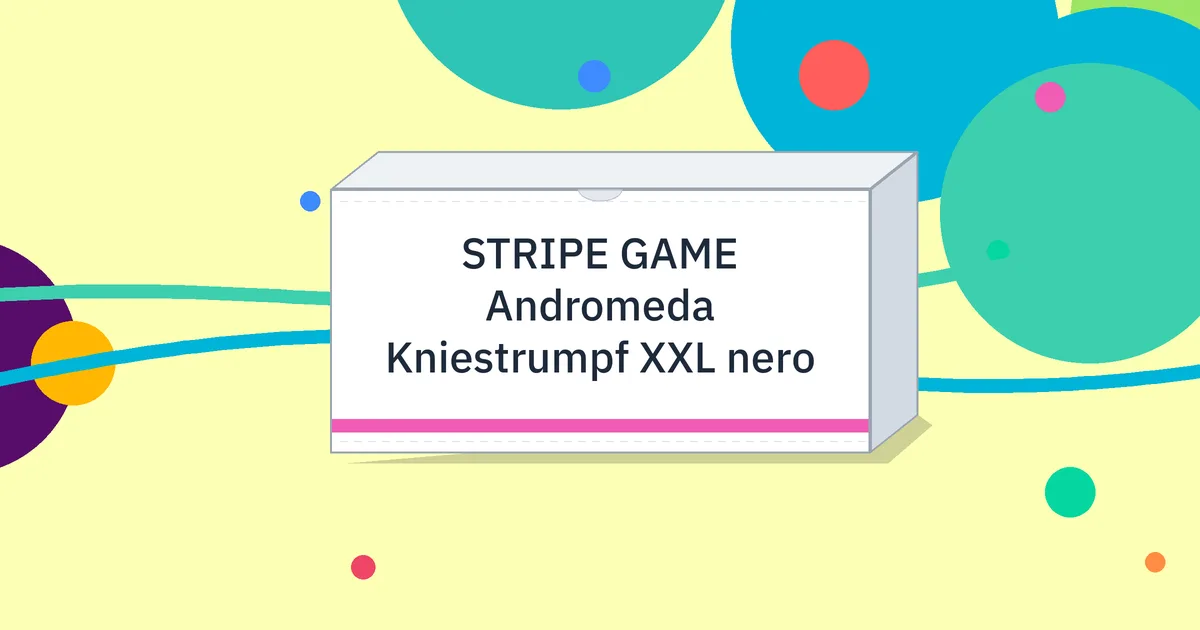 Symbolbild: Packung mit der Aufschrift STRIPE GAME Andromeda Kniestrumpf XXL nero (PZN 20209481) – Verfügbarkeit und Bezug in Apotheken in Frankfurt am Main
