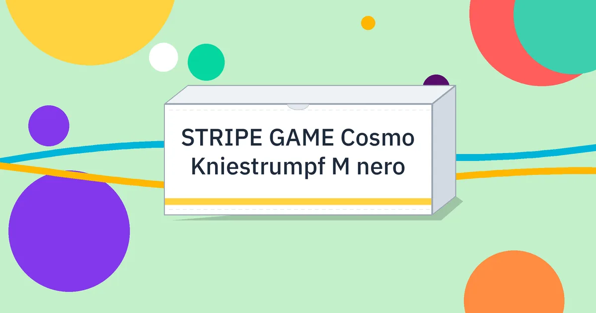 Symbolbild: Packung mit der Aufschrift STRIPE GAME Cosmo Kniestrumpf M nero (PZN 20209191) – Verfügbarkeit und Bezug in Apotheken in Frankfurt am Main