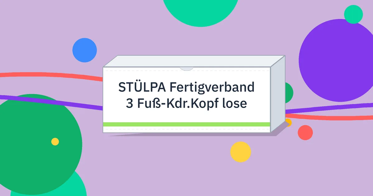 Symbolbild: Packung mit der Aufschrift STÜLPA Fertigverband 3 Fuß-Kdr.Kopf lose (PZN 00983014) – Verfügbarkeit und Bezug in Apotheken in Frankfurt am Main