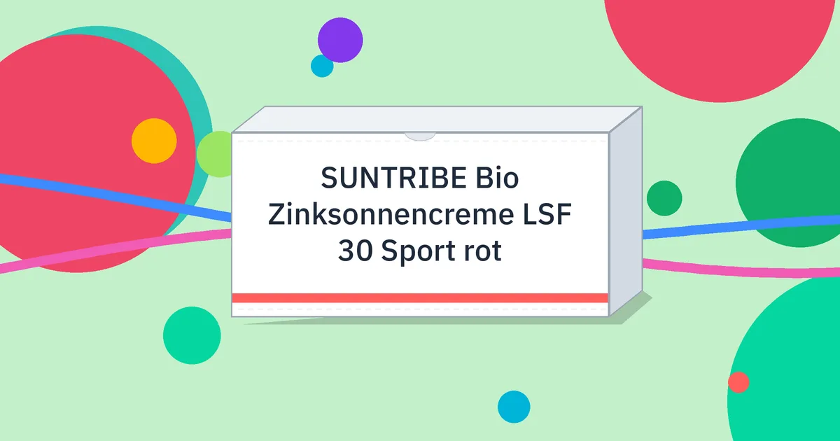 Symbolbild: Packung mit der Aufschrift SUNTRIBE Bio Zinksonnencreme LSF 30 Sport rot (PZN 16703086) – Verfügbarkeit und Bezug in Apotheken in Frankfurt am Main