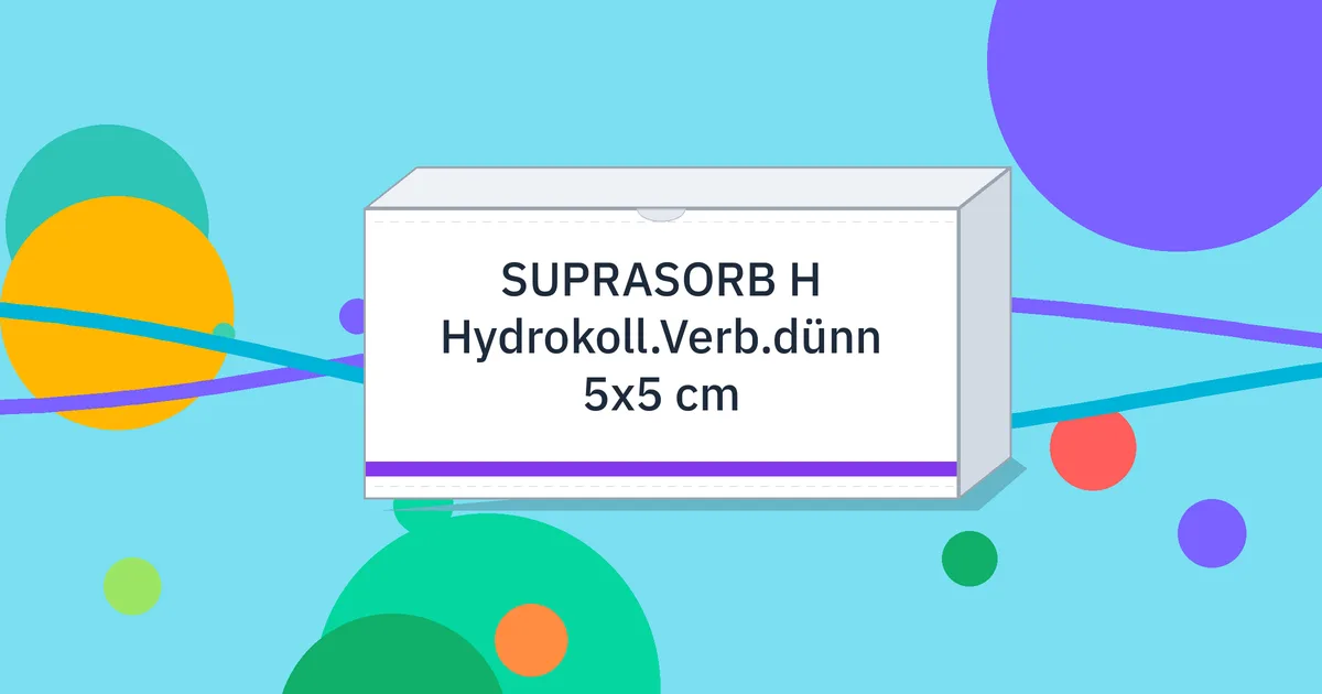 Symbolbild: Packung mit der Aufschrift SUPRASORB H Hydrokoll.Verb.dünn 5x5 cm (PZN 15563329) – Verfügbarkeit und Bezug in Apotheken in Frankfurt am Main
