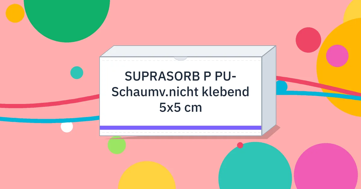 Symbolbild: Packung mit der Aufschrift SUPRASORB P PU-Schaumv.nicht klebend 5x5 cm (PZN 16596124) – Verfügbarkeit und Bezug in Apotheken in Frankfurt am Main