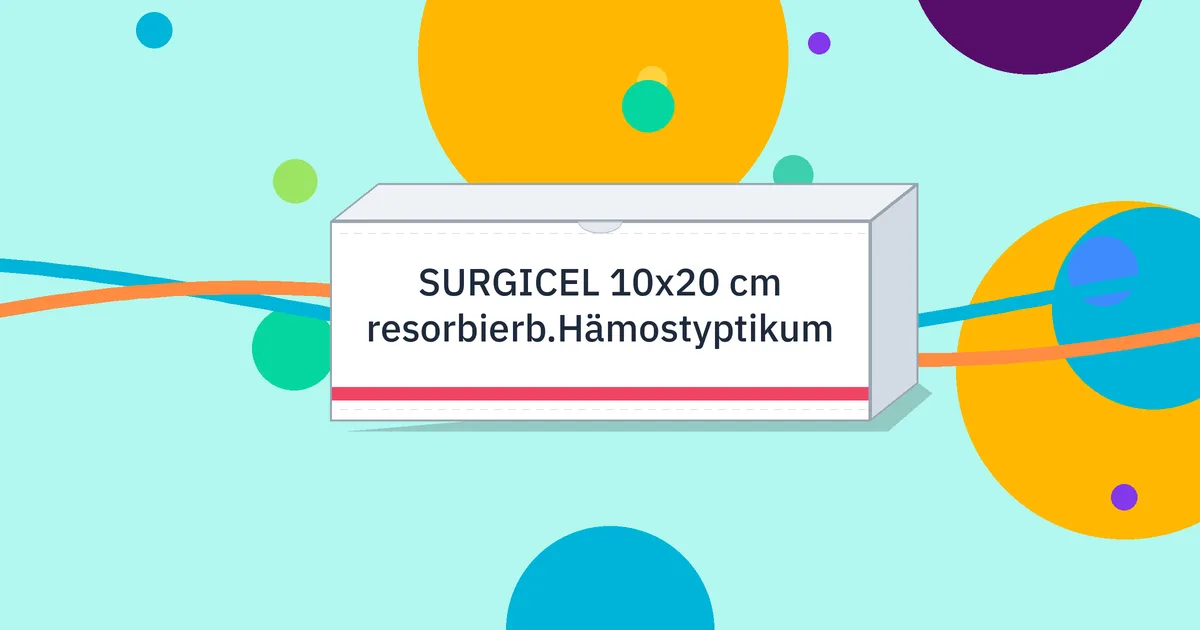 Symbolbild: Packung mit der Aufschrift SURGICEL 10x20 cm resorbierb.Hämostyptikum (PZN 19910348) – Verfügbarkeit und Bezug in Apotheken in Frankfurt am Main