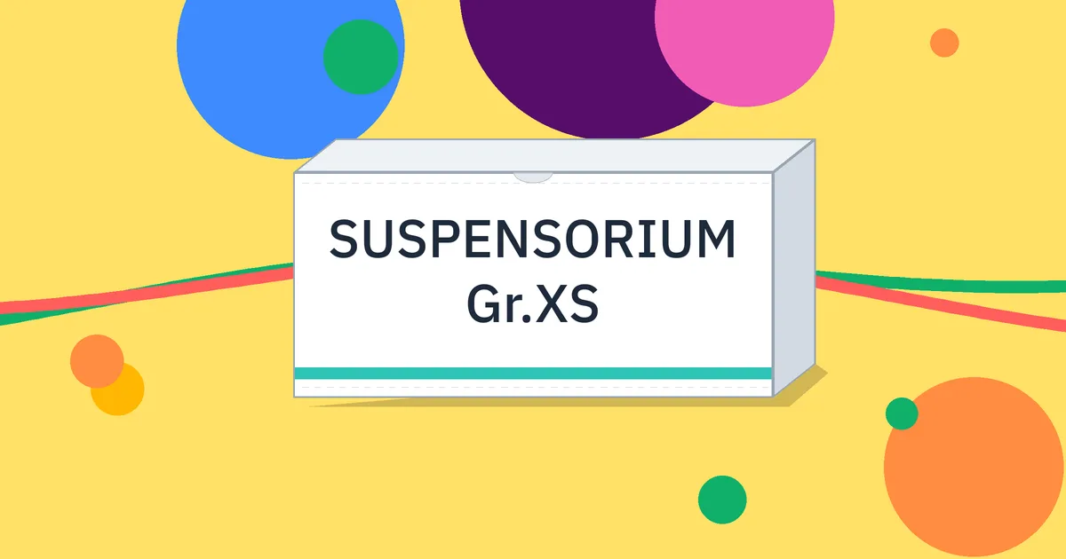 Symbolbild: Packung mit der Aufschrift SUSPENSORIUM Gr.XS (PZN 11227310) – Verfügbarkeit und Bezug in Apotheken in Frankfurt am Main