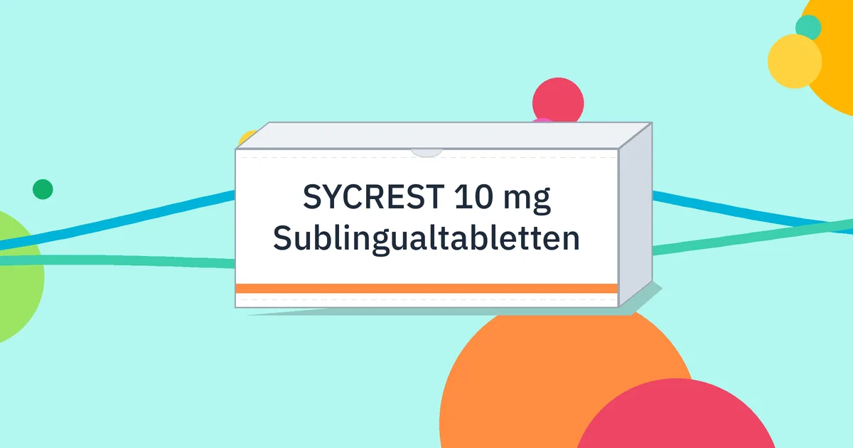 Symbolbild: Packung mit der Aufschrift SYCREST 10 mg Sublingualtabletten (PZN 17929473) – Verfügbarkeit und Bezug in Apotheken in Frankfurt am Main