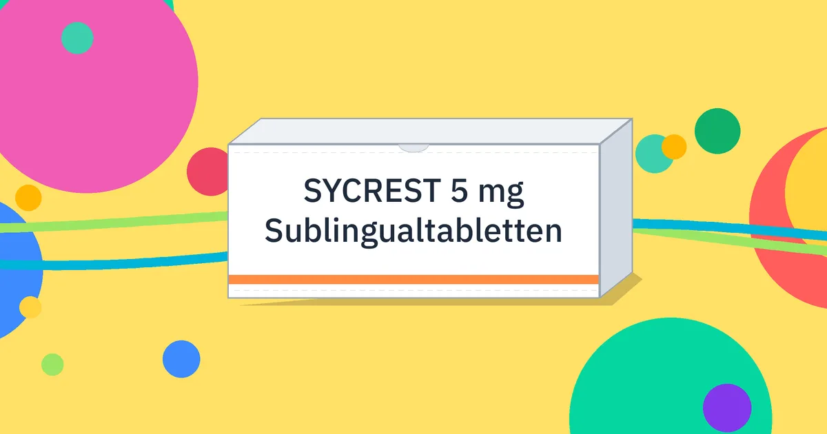 Symbolbild: Packung mit der Aufschrift SYCREST 5 mg Sublingualtabletten (PZN 09668691) – Verfügbarkeit und Bezug in Apotheken in Frankfurt am Main