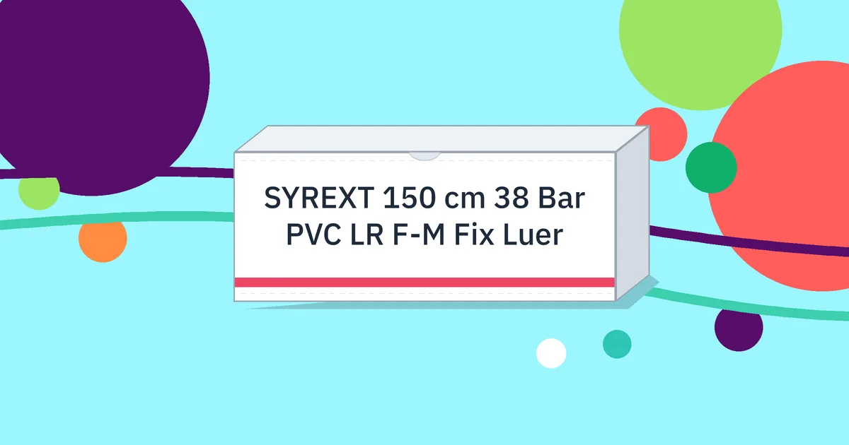 Symbolbild: Packung mit der Aufschrift SYREXT 150 cm 38 Bar PVC LR F-M Fix Luer (PZN 17897856) – Verfügbarkeit und Bezug in Apotheken in Frankfurt am Main
