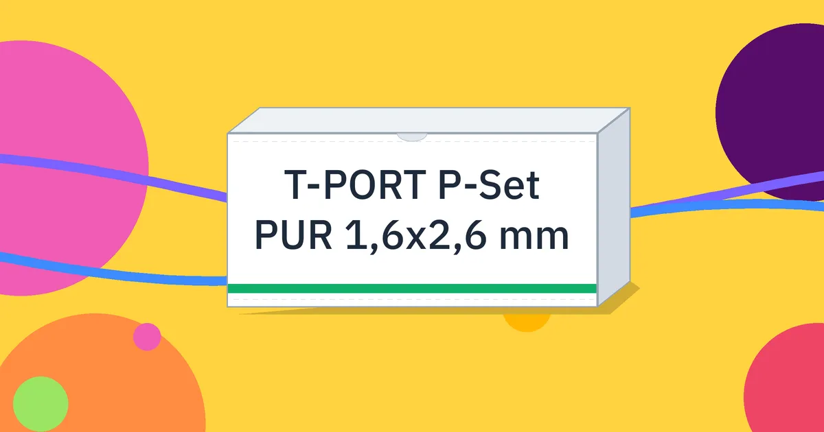 Symbolbild: Packung mit der Aufschrift T-PORT P-Set PUR 1,6x2,6 mm (PZN 17588925) – Verfügbarkeit und Bezug in Apotheken in Frankfurt am Main