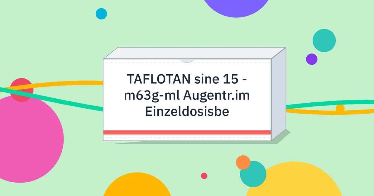 Symbolbild: Packung mit der Aufschrift TAFLOTAN sine 15 -m63g-ml Augentr.im Einzeldosisbe (PZN 15317702) – Verfügbarkeit und Bezug in Apotheken in Frankfurt am Main