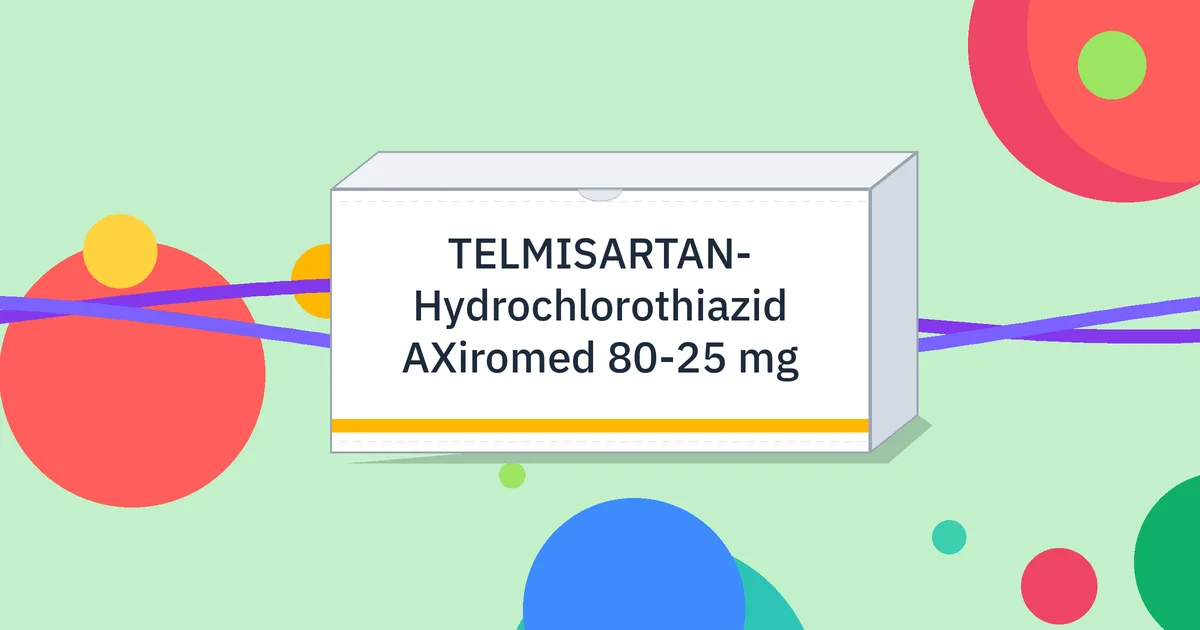 Symbolbild: Packung mit der Aufschrift TELMISARTAN-Hydrochlorothiazid AXiromed 80-25 mg (PZN 13716473) – Verfügbarkeit und Bezug in Apotheken in Frankfurt am Main