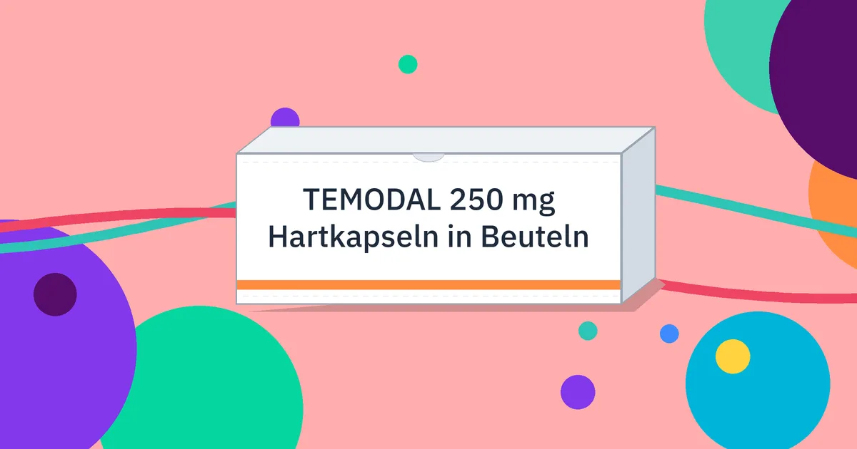 Symbolbild: Packung mit der Aufschrift TEMODAL 250 mg Hartkapseln in Beuteln (PZN 07319710) – Verfügbarkeit und Bezug in Apotheken in Frankfurt am Main