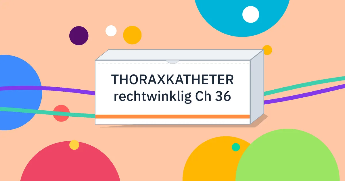 Symbolbild: Packung mit der Aufschrift THORAXKATHETER rechtwinklig Ch 36 (PZN 10033845) – Verfügbarkeit und Bezug in Apotheken in Frankfurt am Main