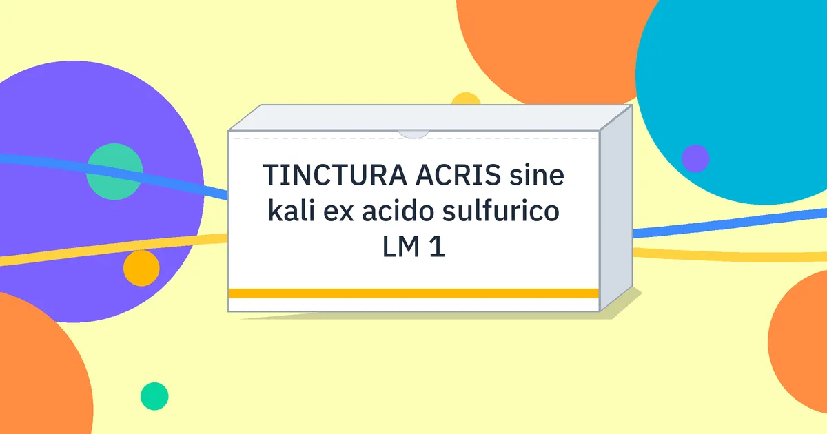 Symbolbild: Packung mit der Aufschrift TINCTURA ACRIS sine kali ex acido sulfurico LM 1 (PZN 13700986) – Verfügbarkeit und Bezug in Apotheken in Frankfurt am Main