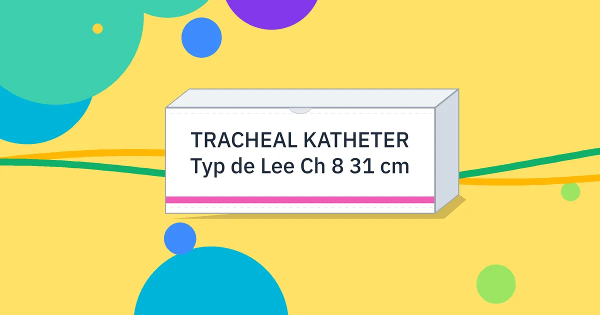 Symbolbild: Packung mit der Aufschrift TRACHEAL KATHETER Typ de Lee Ch 8 31 cm (PZN 06336528) – Verfügbarkeit und Bezug in Apotheken in Frankfurt am Main