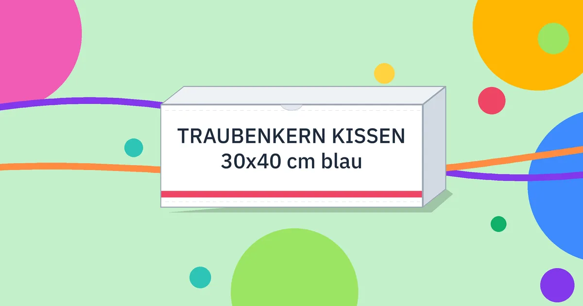 Symbolbild: Packung mit der Aufschrift TRAUBENKERN KISSEN 30x40 cm blau (PZN 02762748) – Verfügbarkeit und Bezug in Apotheken in Frankfurt am Main