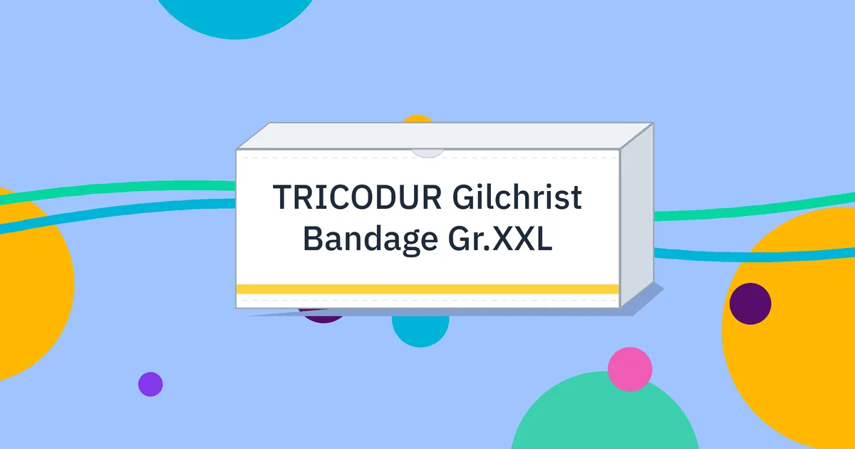 Symbolbild: Packung mit der Aufschrift TRICODUR Gilchrist Bandage Gr.XXL (PZN 07274396) – Verfügbarkeit und Bezug in Apotheken in Frankfurt am Main