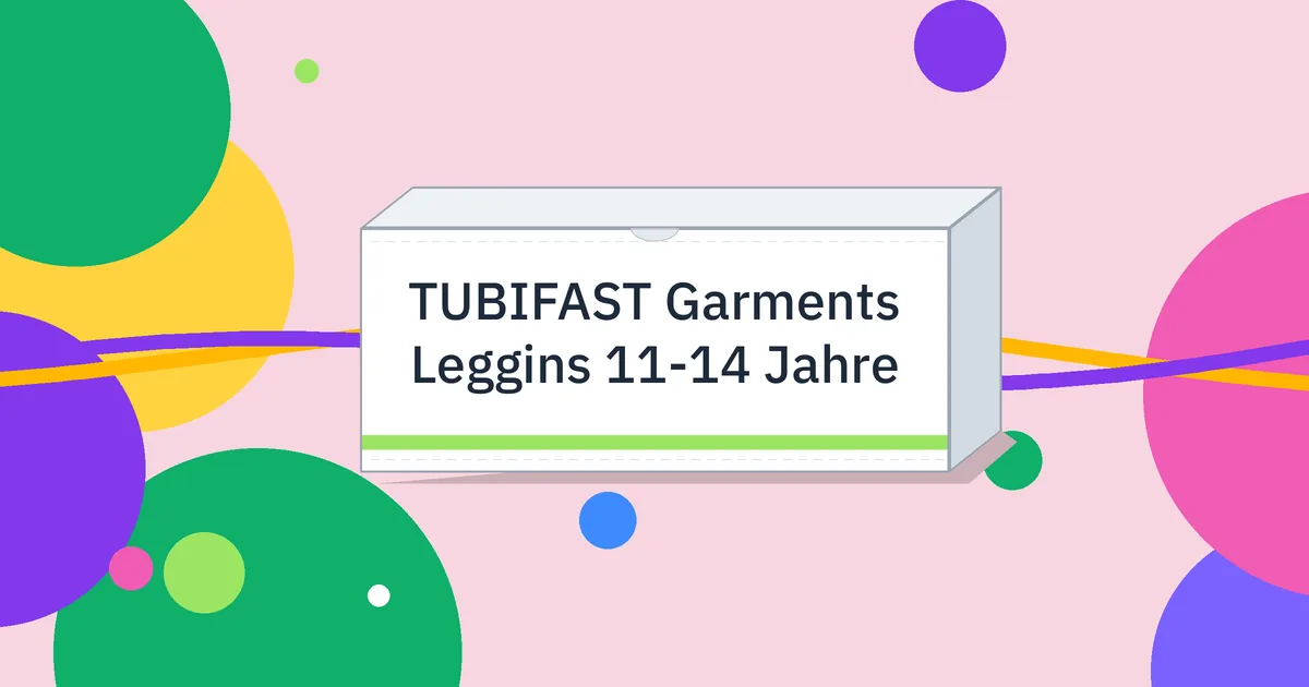 Symbolbild: Packung mit der Aufschrift TUBIFAST Garments Leggins 11-14 Jahre (PZN 10847298) – Verfügbarkeit und Bezug in Apotheken in Frankfurt am Main