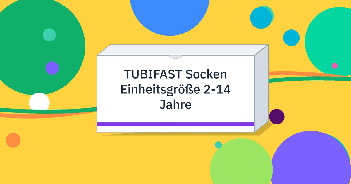 Symbolbild: Packung mit der Aufschrift TUBIFAST Socken Einheitsgröße 2-14 Jahre (PZN 13748214) – Verfügbarkeit und Bezug in Apotheken in Frankfurt am Main