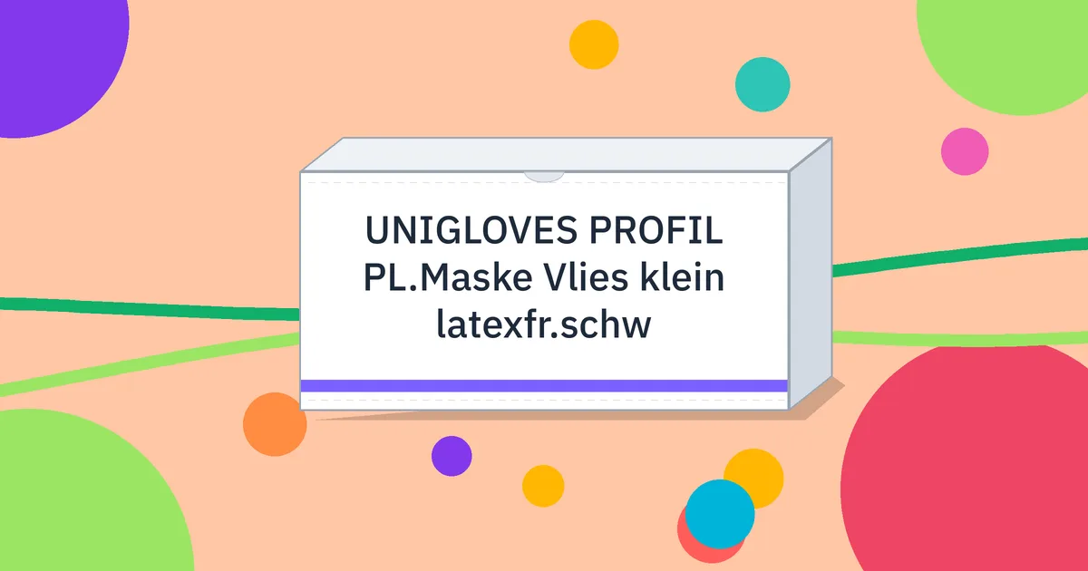 Symbolbild: Packung mit der Aufschrift UNIGLOVES PROFIL PL.Maske Vlies klein latexfr.schw (PZN 18177006) – Verfügbarkeit und Bezug in Apotheken in Frankfurt am Main