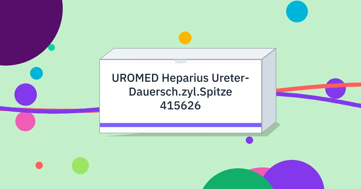 Symbolbild: Packung mit der Aufschrift UROMED Heparius Ureter-Dauersch.zyl.Spitze 415626 (PZN 11370272) – Verfügbarkeit und Bezug in Apotheken in Frankfurt am Main