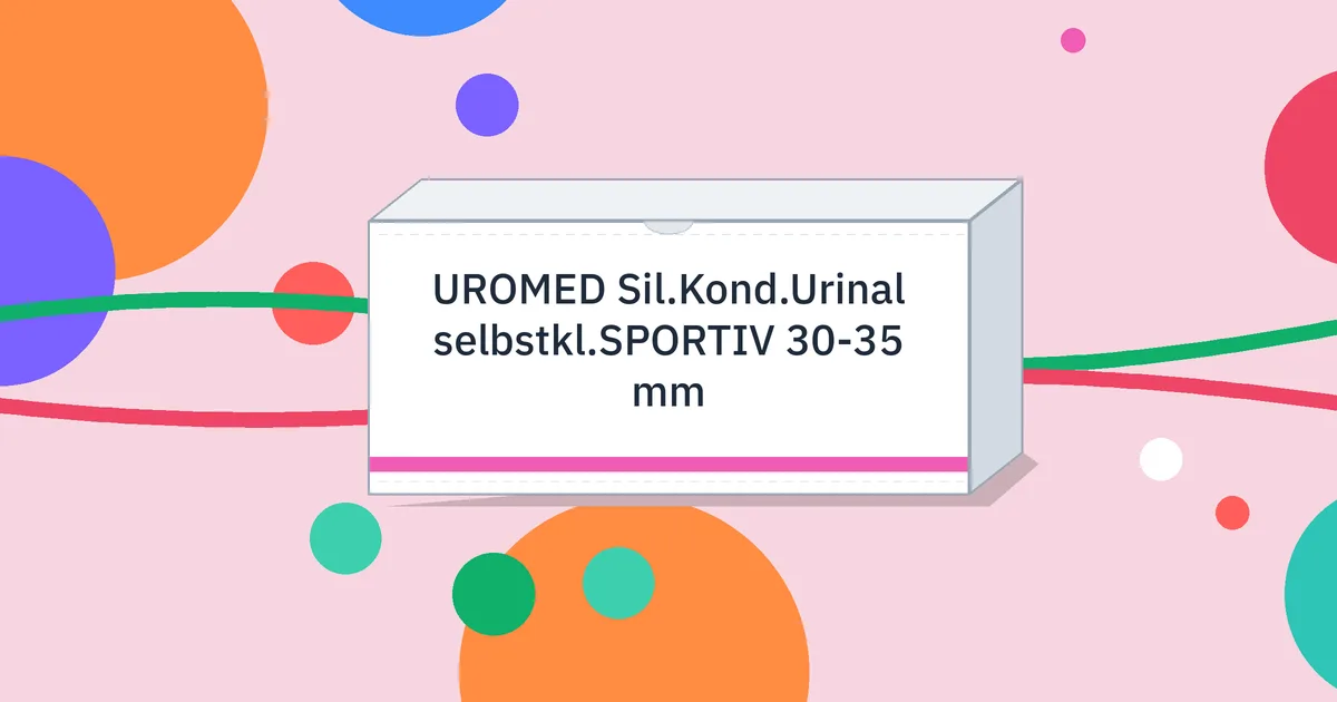 Symbolbild: Packung mit der Aufschrift UROMED Sil.Kond.Urinal selbstkl.SPORTIV 30-35 mm (PZN 13650202) – Verfügbarkeit und Bezug in Apotheken in Frankfurt am Main