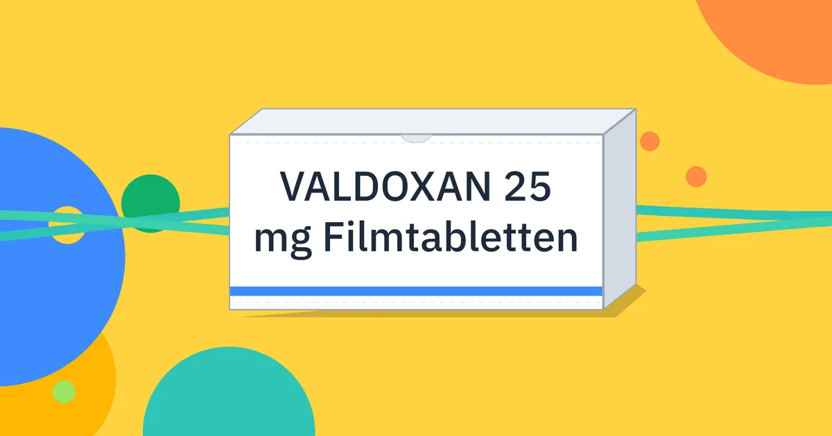 Symbolbild: Packung mit der Aufschrift VALDOXAN 25 mg Filmtabletten (PZN 09435142) – Verfügbarkeit und Bezug in Apotheken in Frankfurt am Main