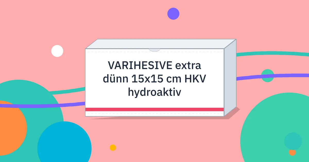 Symbolbild: Packung mit der Aufschrift VARIHESIVE extra dünn 15x15 cm HKV hydroaktiv (PZN 10835645) – Verfügbarkeit und Bezug in Apotheken in Frankfurt am Main