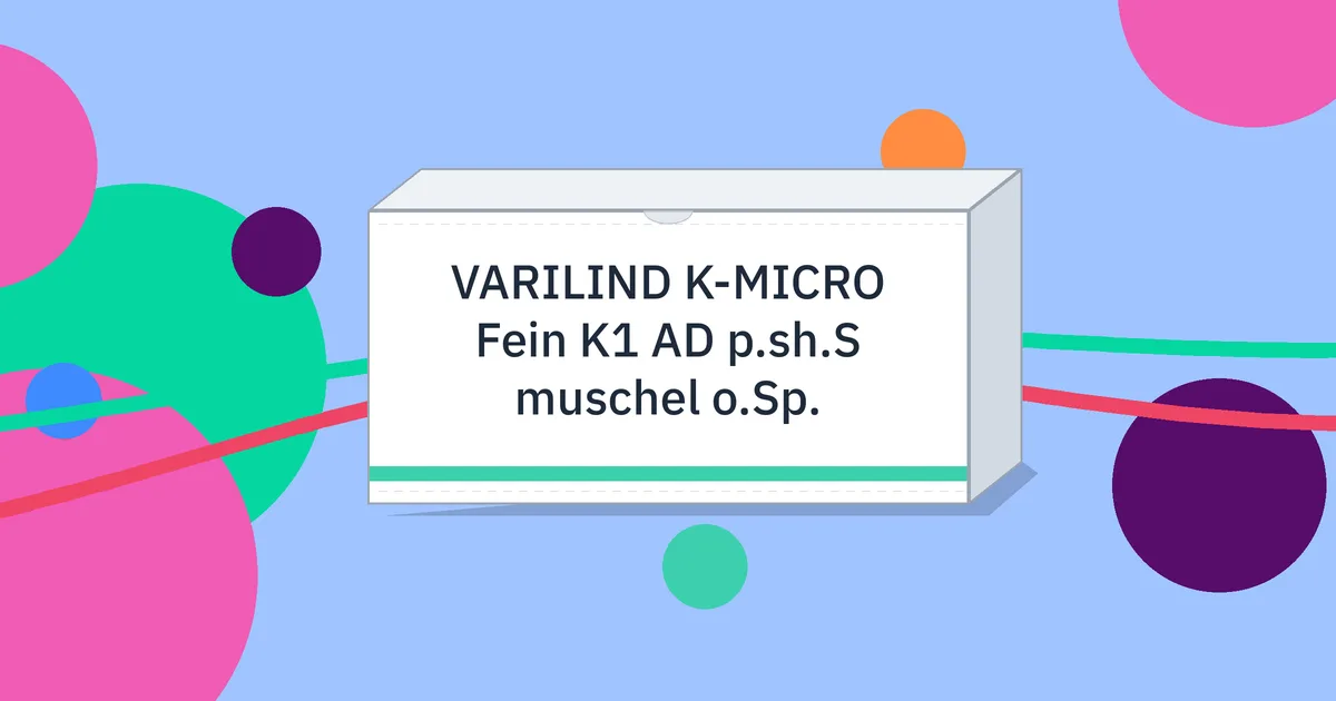 Symbolbild: Packung mit der Aufschrift VARILIND K-MICRO Fein K1 AD p.sh.S muschel o.Sp. (PZN 20558371) – Verfügbarkeit und Bezug in Apotheken in Frankfurt am Main