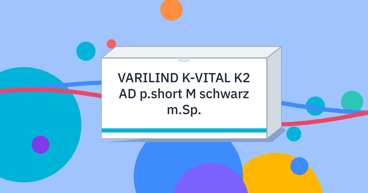 Symbolbild: Packung mit der Aufschrift VARILIND K-VITAL K2 AD p.short M schwarz m.Sp. (PZN 20568234) – Verfügbarkeit und Bezug in Apotheken in Frankfurt am Main