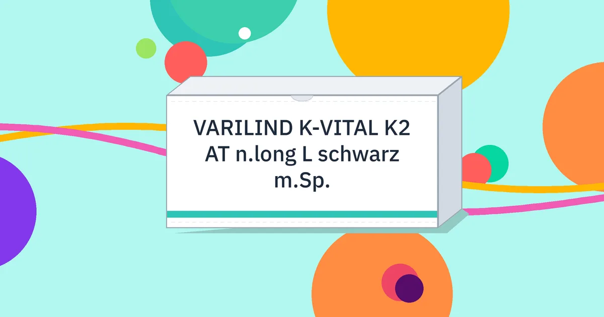 Symbolbild: Packung mit der Aufschrift VARILIND K-VITAL K2 AT n.long L schwarz m.Sp. (PZN 20561953) – Verfügbarkeit und Bezug in Apotheken in Frankfurt am Main