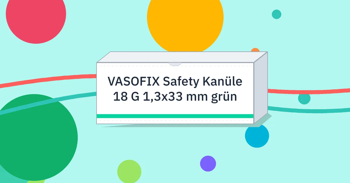 Symbolbild: Packung mit der Aufschrift VASOFIX Safety Kanüle 18 G 1,3x33 mm grün (PZN 03304485) – Verfügbarkeit und Bezug in Apotheken in Frankfurt am Main