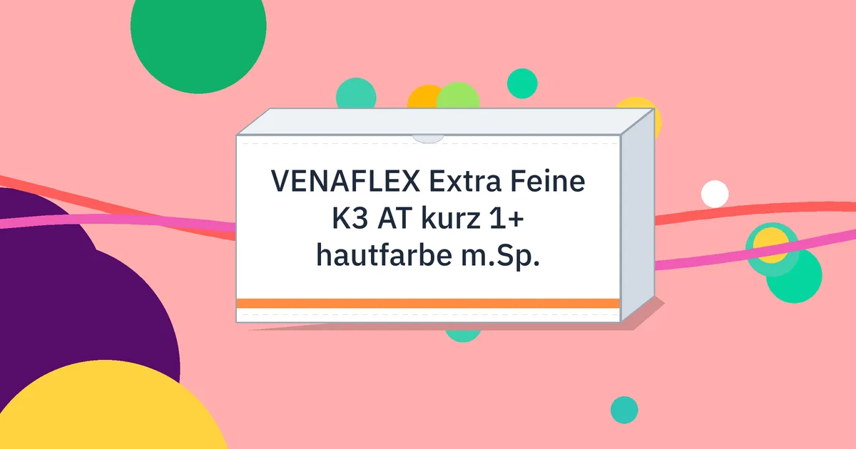 Symbolbild: Packung mit der Aufschrift VENAFLEX Extra Feine K3 AT kurz 1+ hautfarbe m.Sp. (PZN 18308649) – Verfügbarkeit und Bezug in Apotheken in Frankfurt am Main
